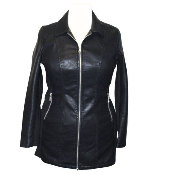 Baccini | Jackets & Coats | Nwt Baccini Black Faux Leather Jacket L ...